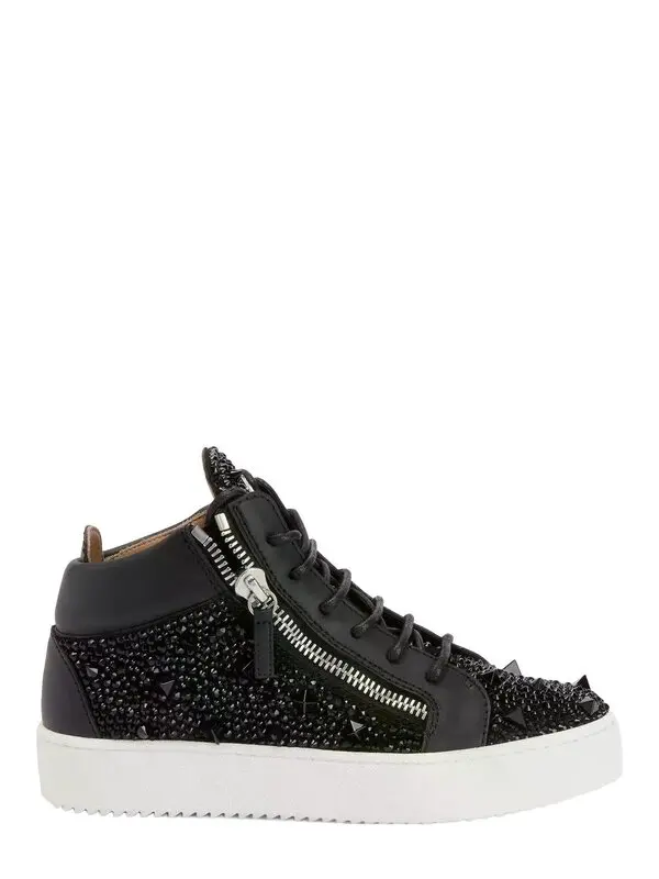 GIUSEPPE ZANOTTI Kriss Rhinestone Embellished High Top Sneakers - Black