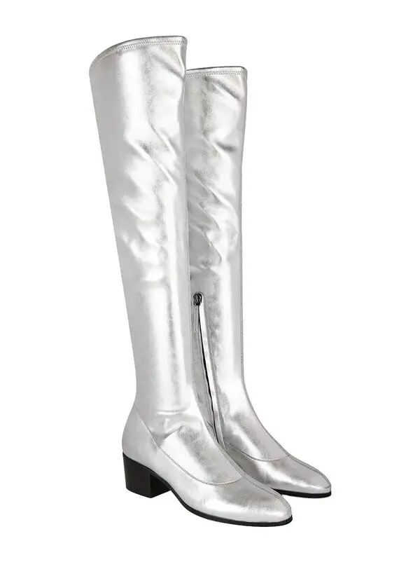 GIUSEPPE ZANOTTI Metallic Knee-high Boots - Silver