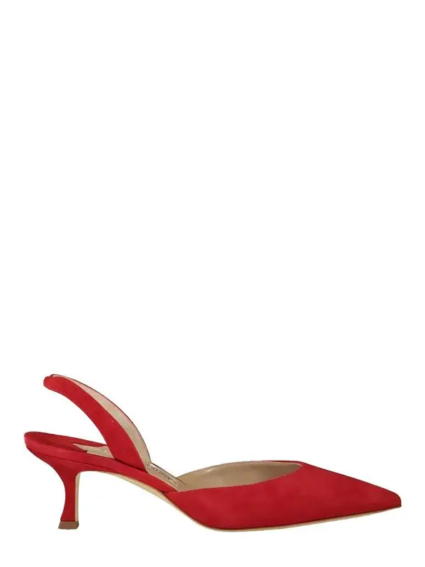Manolo Blahnik 50mm Carolyne Suede Slingback Pumps - Red