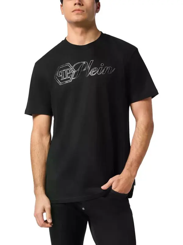 Philipp Plein Logo Stones-embellished T-shirt - Black