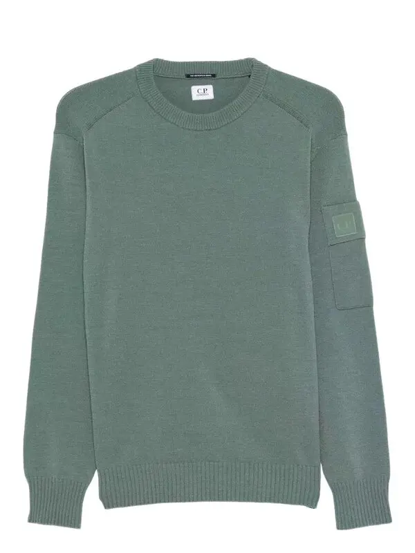 C.P. COMPANY Patch Pocket Crew Neck Sweater - Green