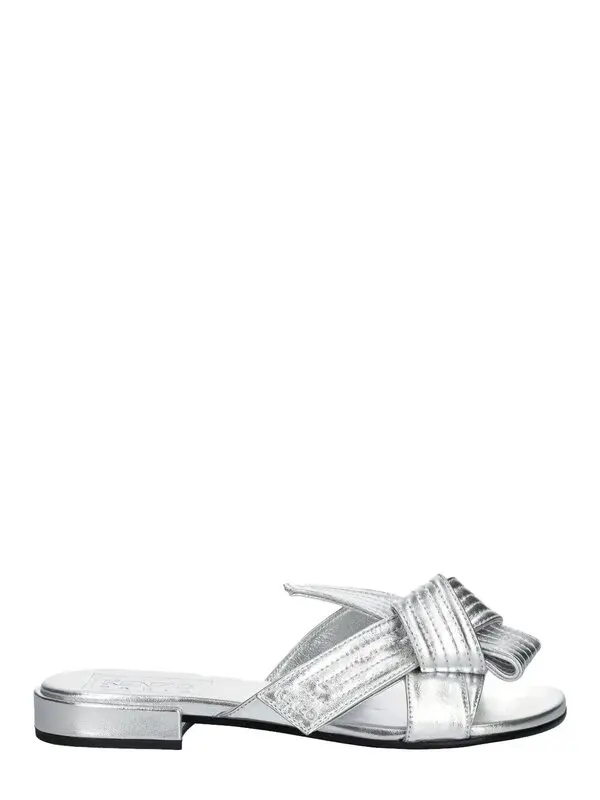Kenzo Tone Leather Knot Sandals - Silver
