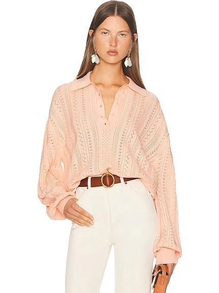 HELSA Addeline Oversized Polo - Peach