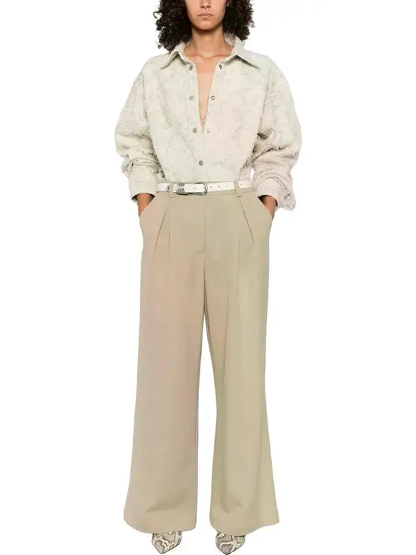 Patrizia Pepe Pleated Wide-leg Trousers - Neutrals
