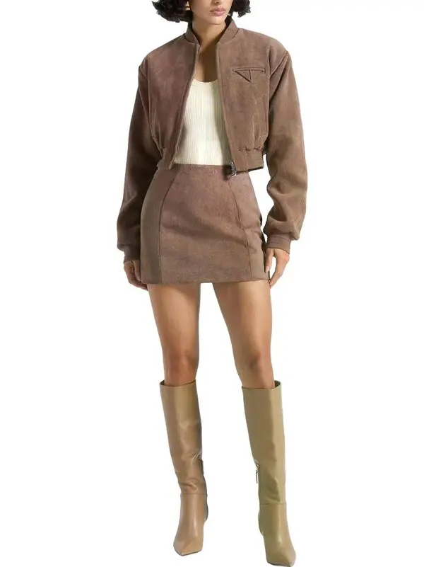 Manière De Voir Cleo A-line Suede Mini Skirt - Brown