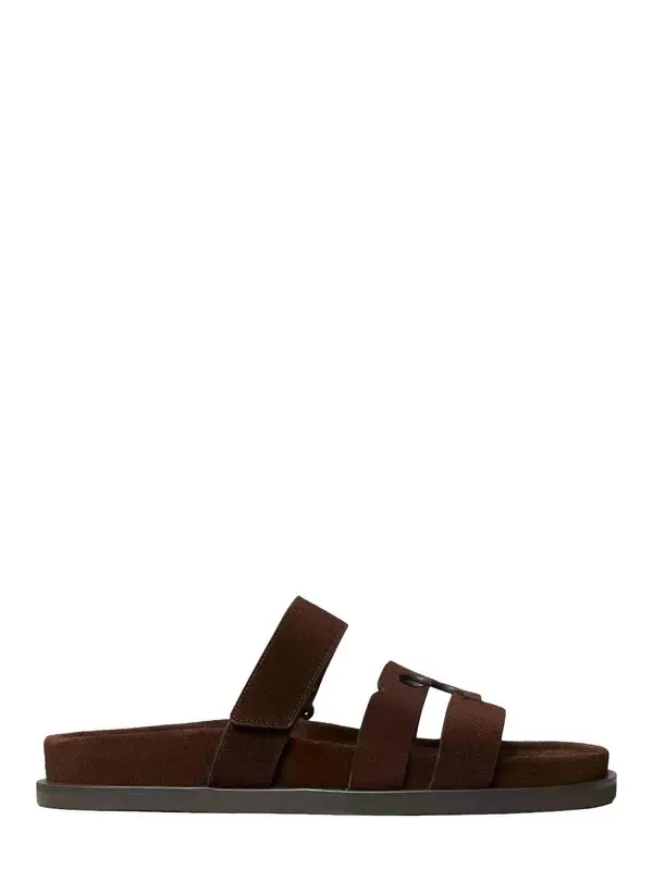 Tory Burch Ines Slides With Split Double T Design - Brown