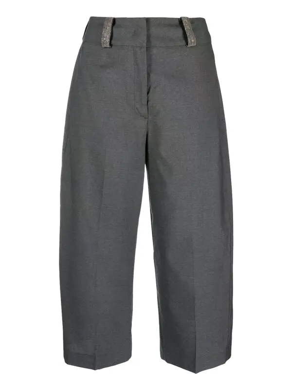 Fabiana Filippi Pressed Crease Wool Cropped Trousers - Grey