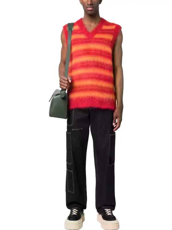 Marni Brushed-mohair Striped Vest - Red