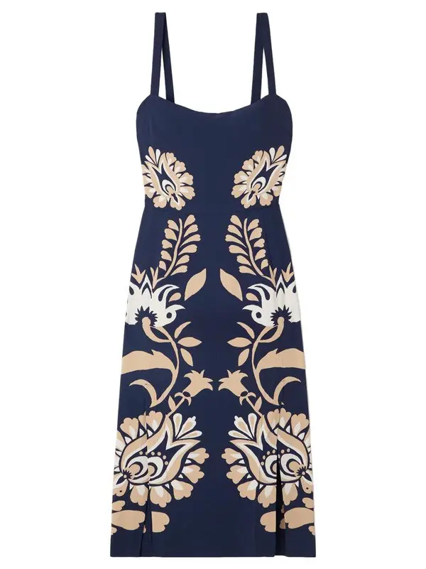 La DoubleJ Buy Me A Martini Floral-print Crepe Midi Dress - Blue