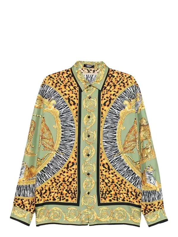 Versace Mix-print Shirt - Green