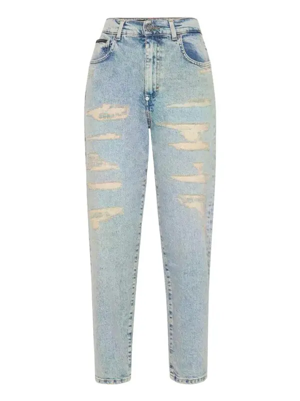 Philipp Plein Ripped Cropped Jeans - Blue