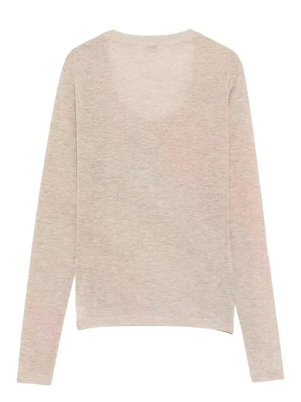 Patrizia Pepe Long Sleeve Logo Detail Sweater - Neutrals