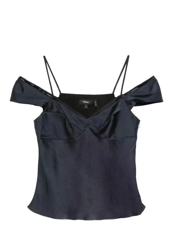 Theory Off-shoulder Satin Top - Blue