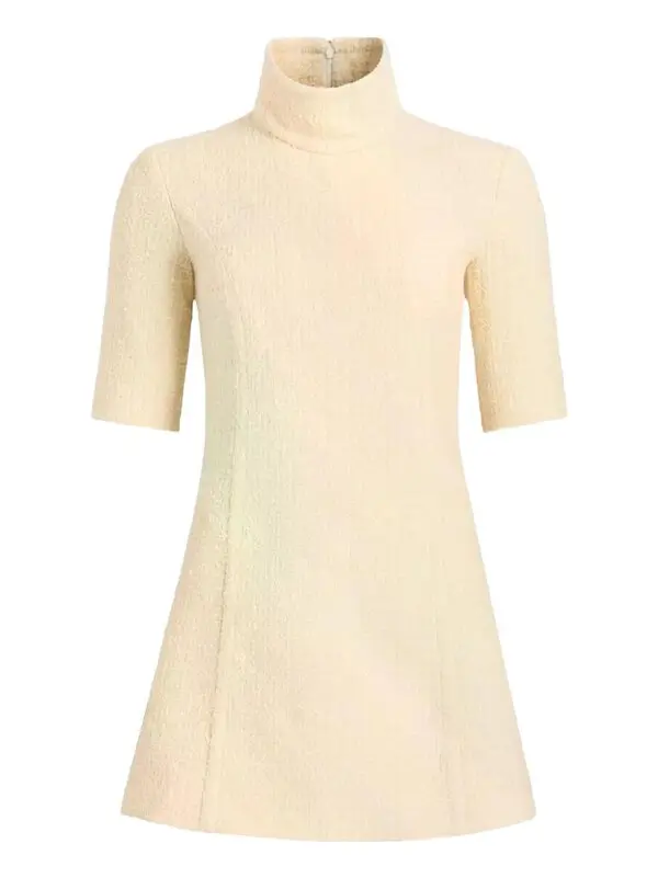 PATOU High-neck Tweed Mini Dress - Neutrals