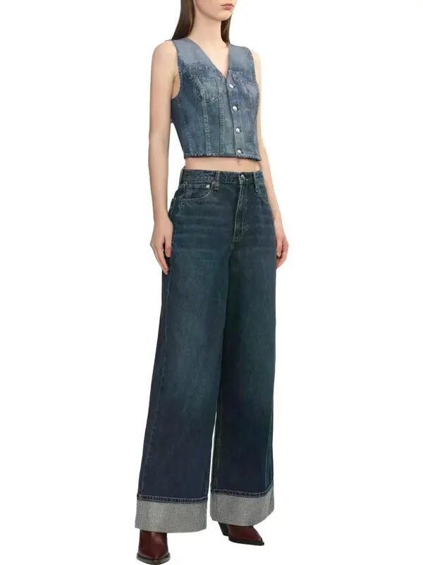 Rag & Bone Sofie Embellished-cuff Wide-leg Jeans - Blue