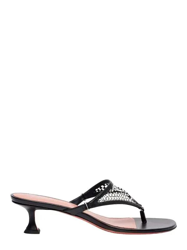 Amina Muaddi 45mm Cameron Embellished Heeled Sandals - Black