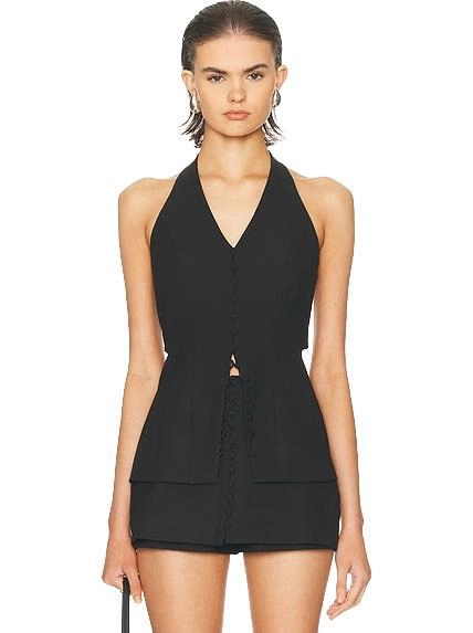 Cult Gaia Helio Crepe Halterneck Top - Black