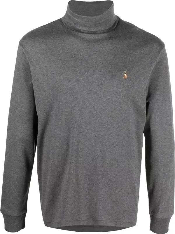 Polo Ralph Lauren Logo-embroidered Roll-neck Jumper - Grey