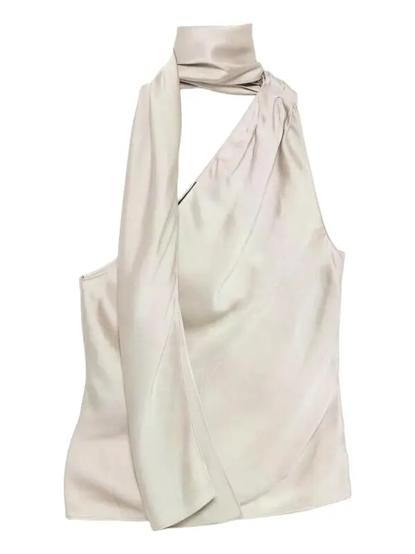 TOM FORD One-shoulder Scarf-detail Top - Silver