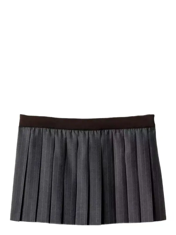 Miu Miu Pleated Pinstripe Miniskirt - Grey