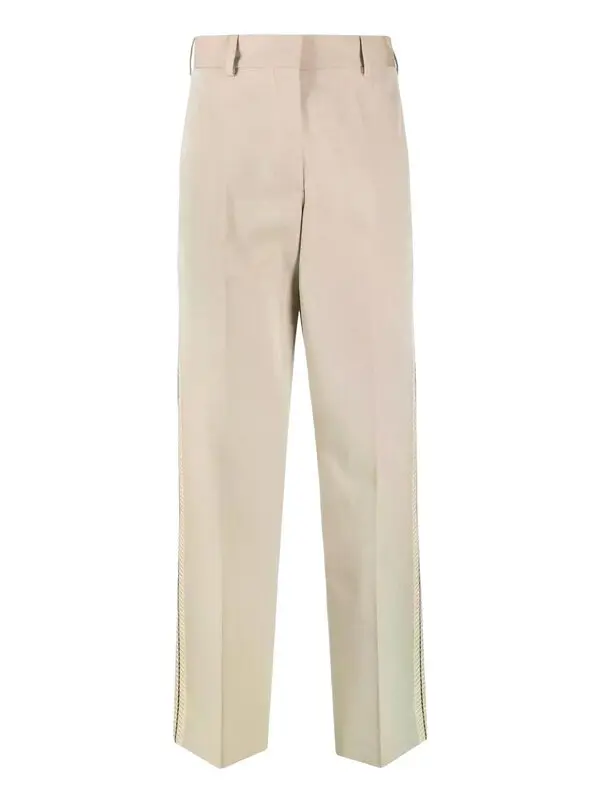 Palm Angels Crochet-stripe Cotton Trousers - Neutrals
