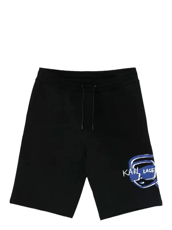Karl Lagerfeld Graphic Print Drawstring Shorts - Black