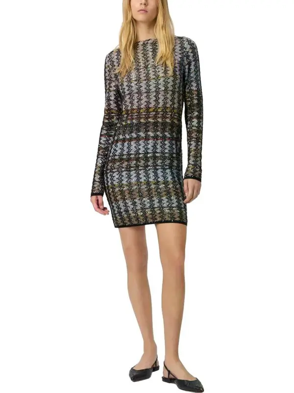 Missoni Embellished Houndstooth Mini Dress - Silver