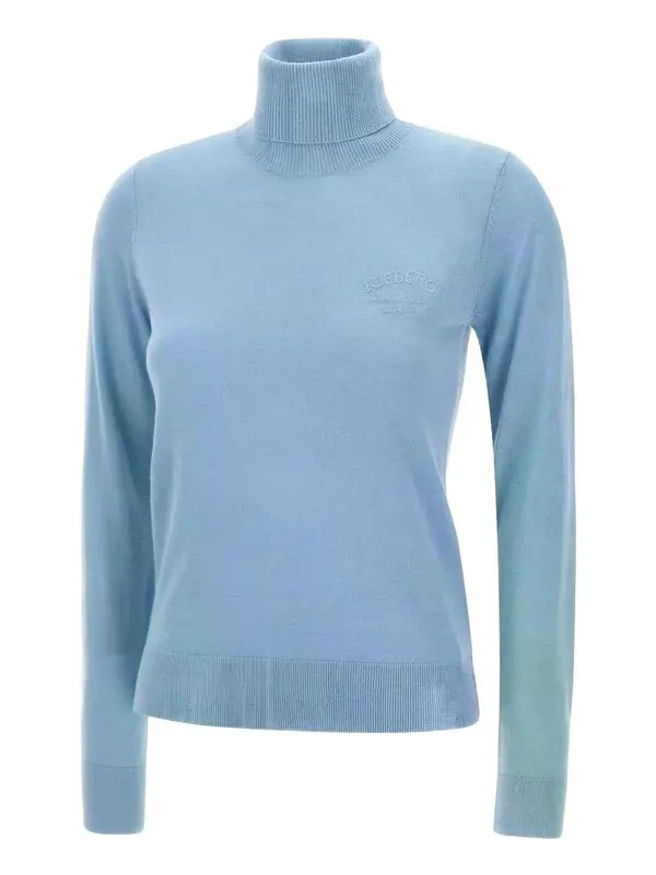 Iceberg Logo-embroidered Turtleneck Sweater - Blue