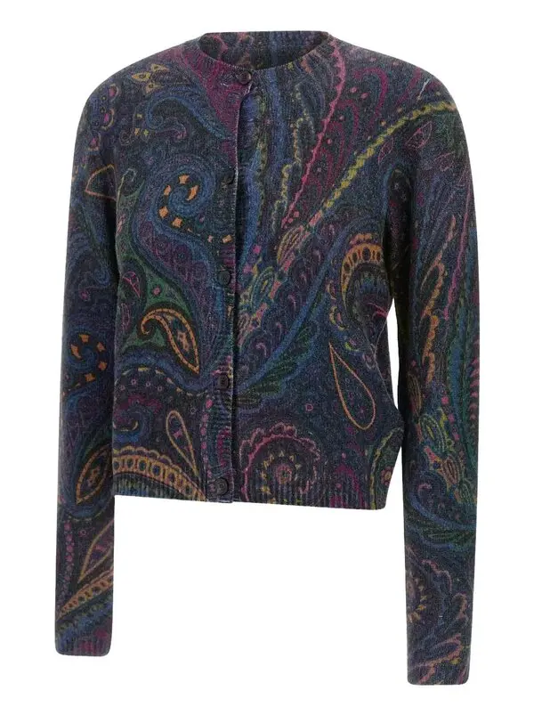 Etro Paisley Print Buttoned Cardigan - Blue