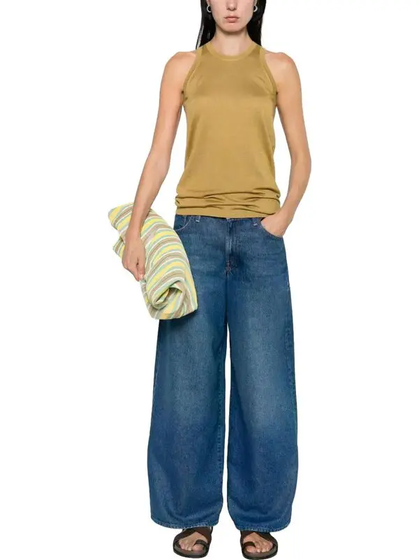 MOTHER Rigatoni Wide Leg Jeans - Blue