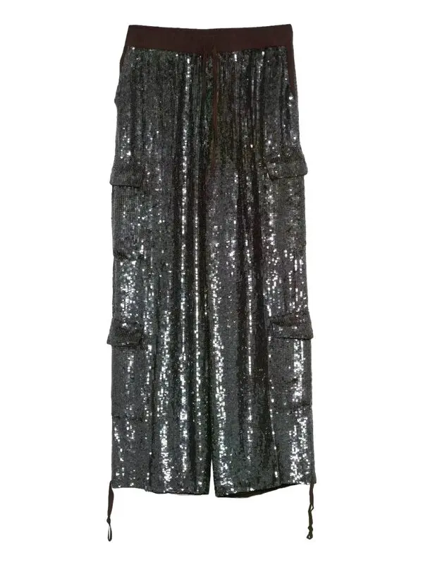 P.a.r.o.s.h Sequin Embellished Cargo Trousers - Brown
