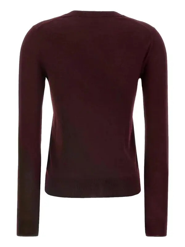 Saint Laurent Plunge Neck Long Sleeve Sweater - Red