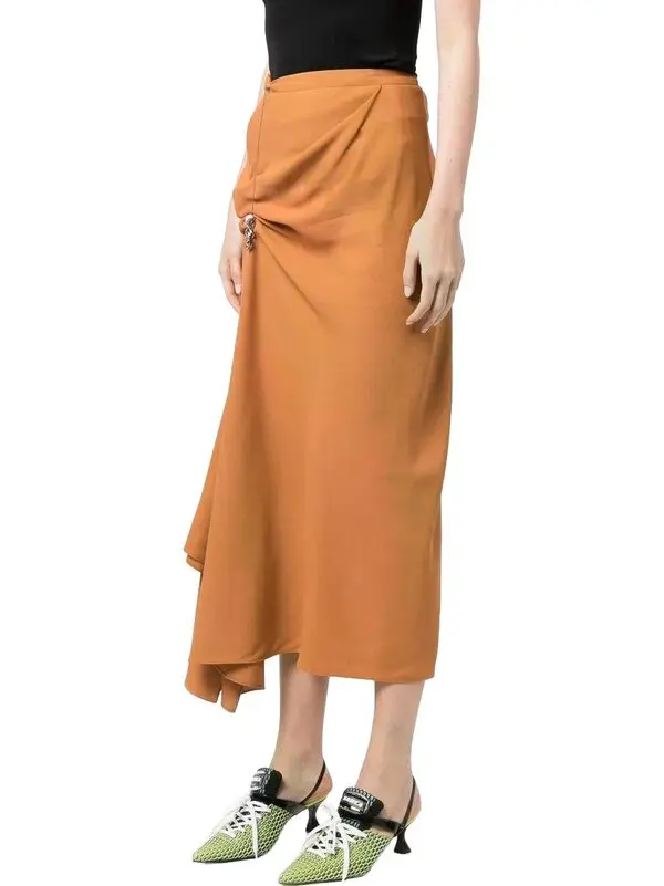 KIKO KOSTADINOV High-waisted Ruched Midi Skirt - Brown