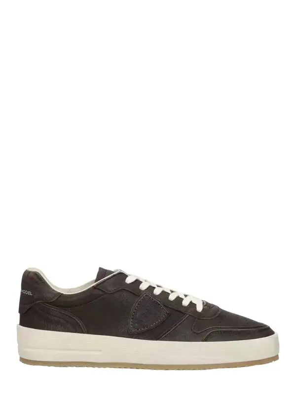 Philippe Model Leather Low-top Sneakers With Perforated Detailing - Brown
