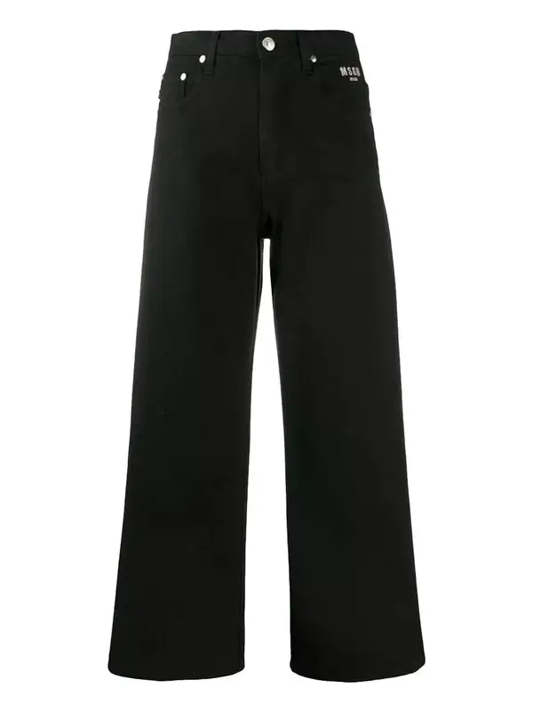 MSGM Logo-detail Wide-leg Trousers - Black