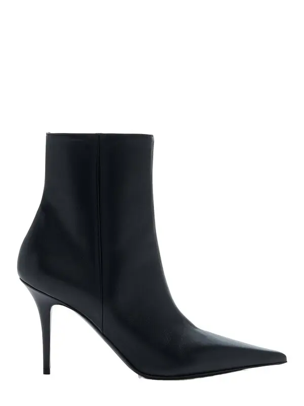 Amina Muaddi Barbara Leather Ankle Boots - Black