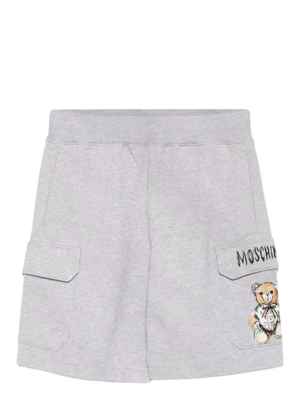 Moschino Teddy Bear Patch Cargo Shorts - Grey