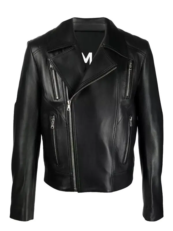 Balmain Zip Leather Jacket - Black