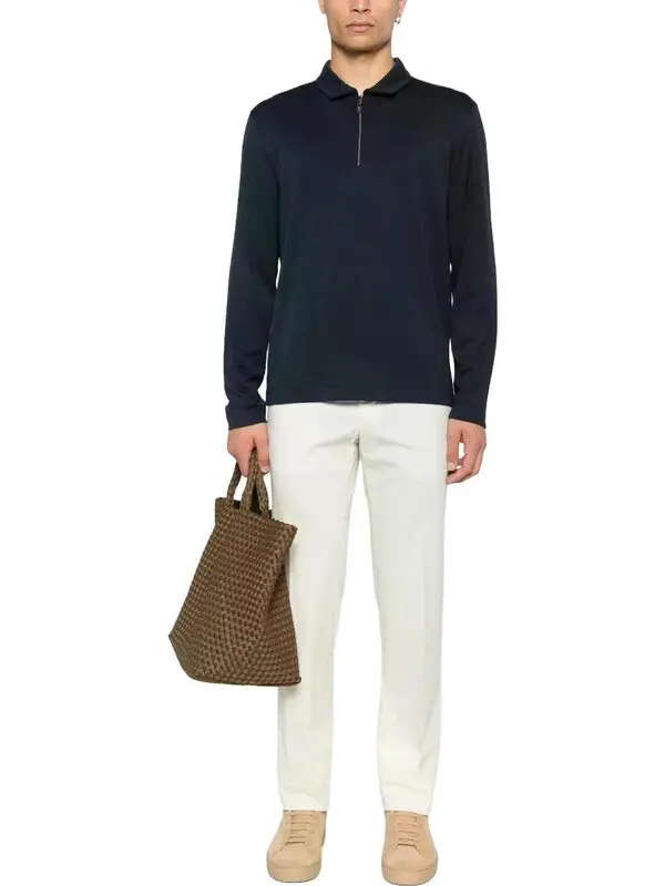 Canali Zip-neck Long-sleeve Sweater - Blue
