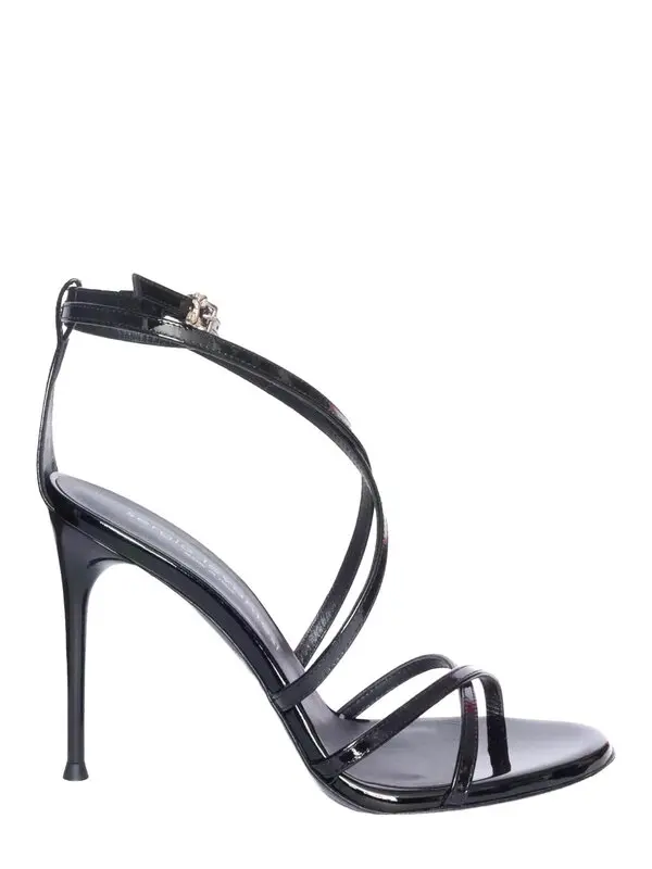 SERGIO LEVANTESI Patent Leather Stiletto Sandals - Black