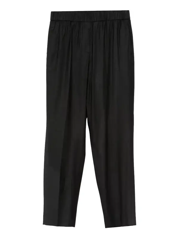 Peserico Elastic-waist Trousers With Side Slash Pockets - Black