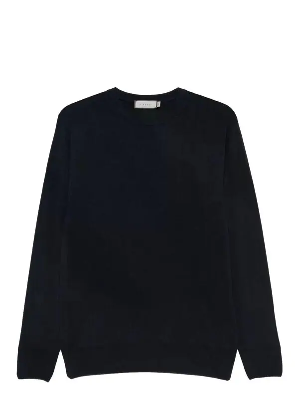 Canali Crew Neck Wool Sweater - Blue