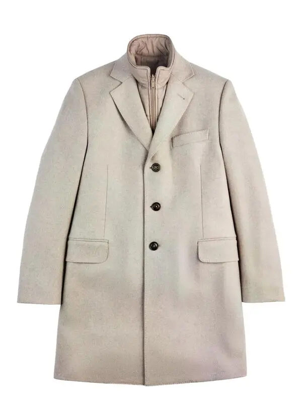 FAY Single-breasted Coat With Notch Lapels - Neutrals