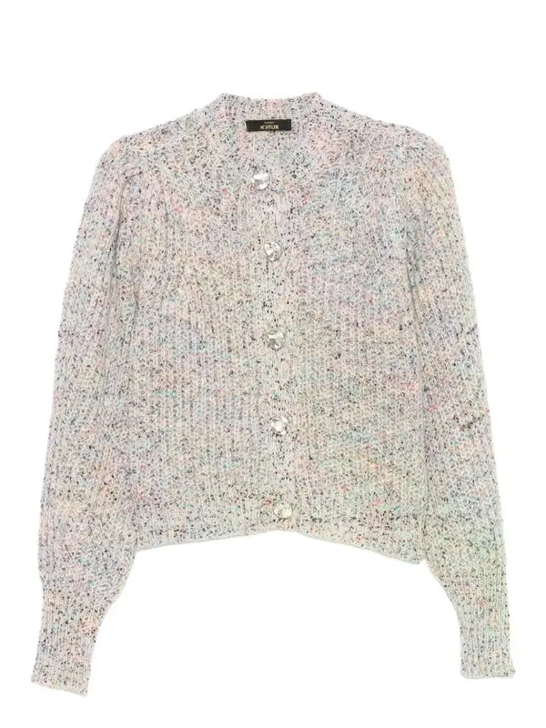 TWINSET Puff Sleeve Speckled Cardigan - Neutrals