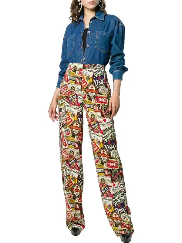 Dsquared2 Printed Palazzo Pants - Neutrals
