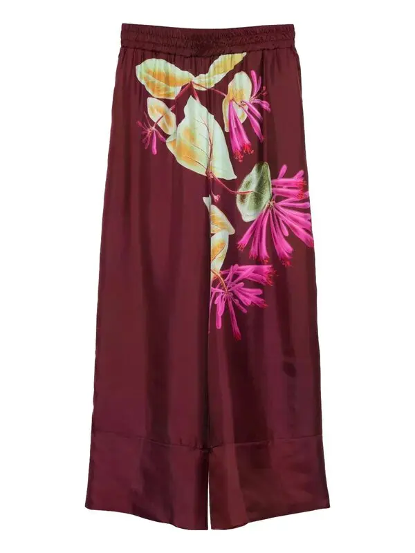 PIERRE-LOUIS MASCIA Floral Print Wide Leg Trousers - Red