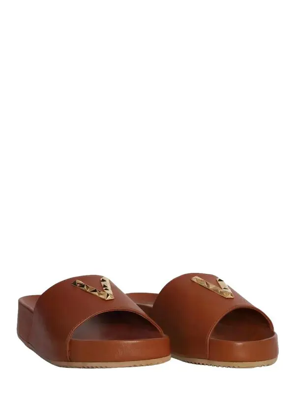 VIA ROMA 15 Leather V-detail Sandals - Brown