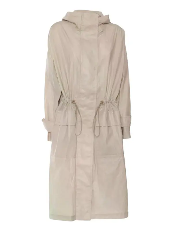 FAY Hooded Drawstring Parka - Neutrals