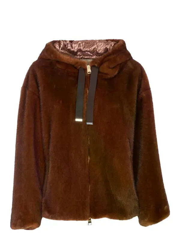 Herno Faux-fur Hooded Jacket - Brown