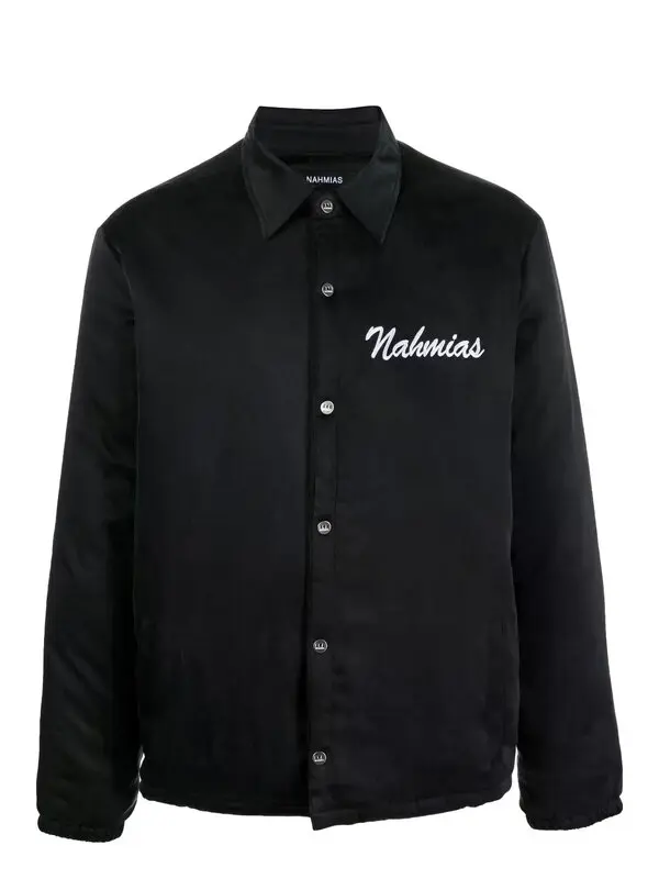 NAHMIAS Slogan Print Shirt Jacket - Black